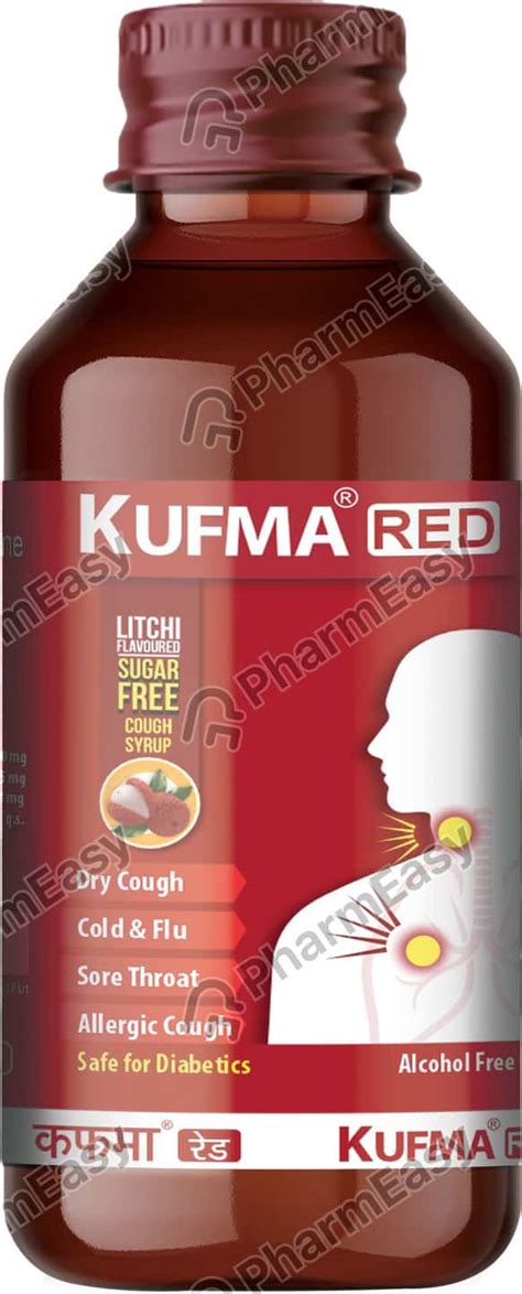 Kufma Red Litchi Flavour Sugar Free Bottle Of 100ml Syrup Uses Side Effects Price And Dosage
