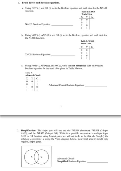 Solved Truth Tables And Boolean Equations Using Not ~ And