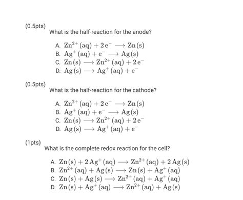 What Is The Half Reaction For The Anode A
