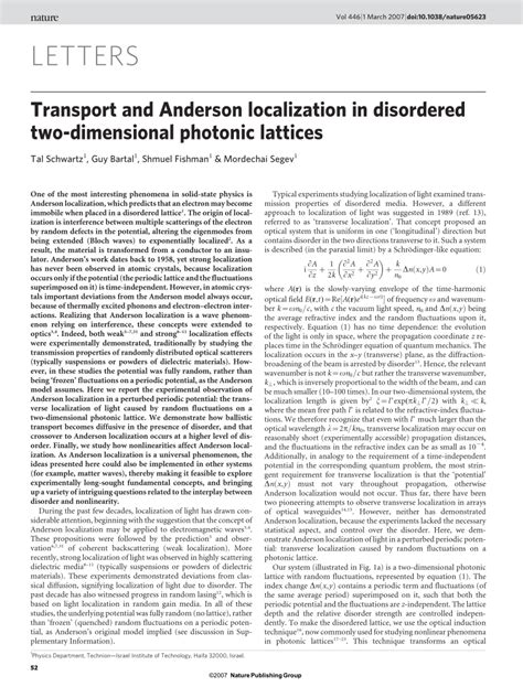 Pdf Transport And Anderson Localization In Disordered Two Dimensional Photonic Lattices