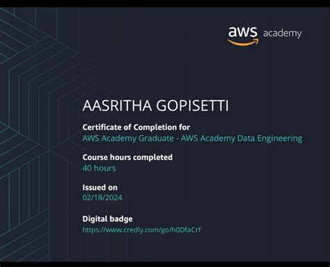Aasritha Gopisetti On Linkedin Aws Dataengineering Virtualbadge