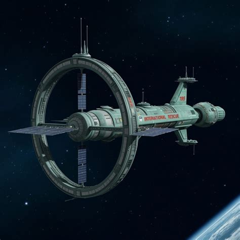 Sleek Space Station Thunderbird 5 In Orbit Ai Art