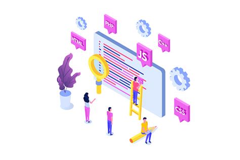 프로그래밍 소프트웨어 또는 애플 리 케이 션 개발 아이소메트릭 개념 빅 데이터 처리 벡터 일러스트 레이 션 3차원 형태에 대한 스톡 벡터 아트 및 기타 이미지 Istock