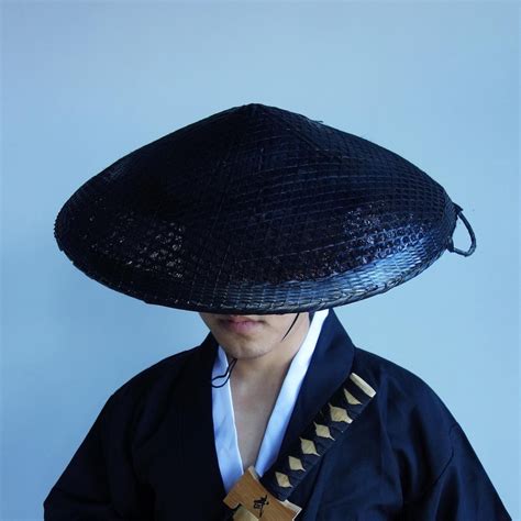 Bamboo Samurai Hat Japanese Straw Hat Samurai Drawing Black Straw