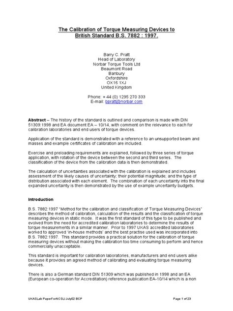 Bs 7882 Pdf Calibration Torque