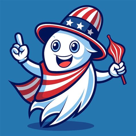 Vintage Old A Cute Ghost Wearing Flag Eeuu Design Styled Like A Professional Photo Edited In