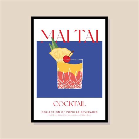 Premium Vector Cocktail Vector Illustration In A Poster Frame For