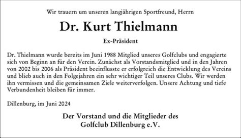 Traueranzeigen Von Kurt Thielmann Vrm Trauer De