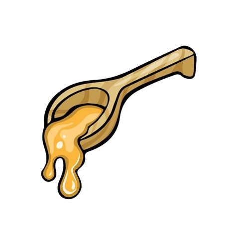 Premium Vector Wooden Spoon With Honey Vector