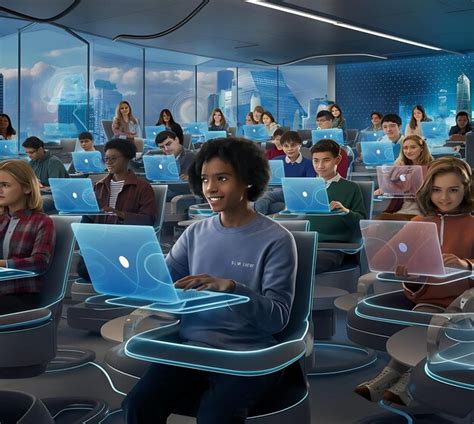 Student Using Laptop In Classroom Premium Ai Generated Image