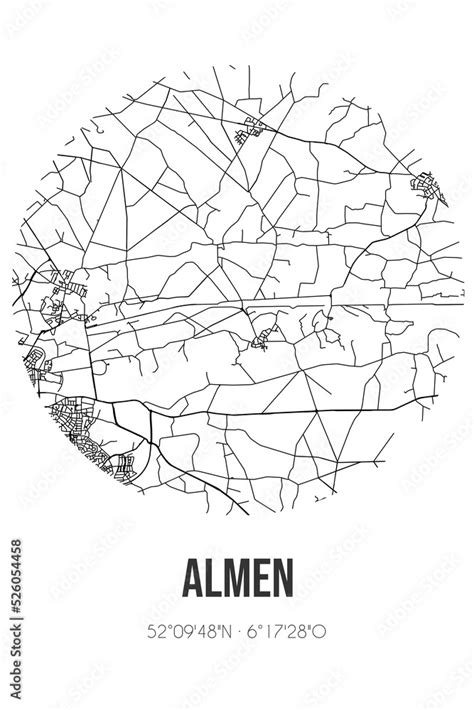Abstract Street Map Of Almen Located In Gelderland Municipality Of