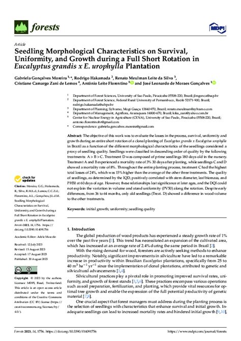 Pdf Seedling Morphological Characteristics On Survival Uniformity