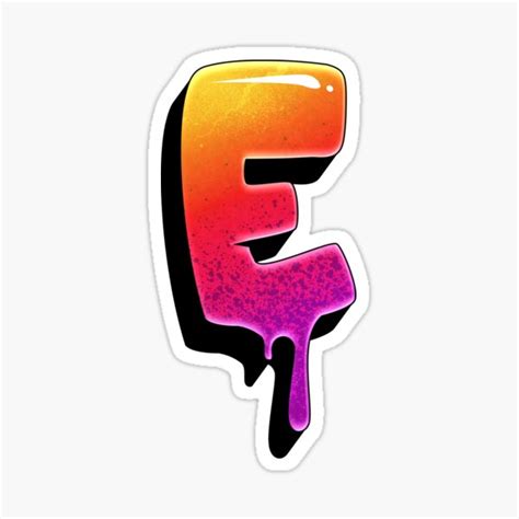 Graffiti Letters E Letter Colorful Paint Splash Style Sticker For