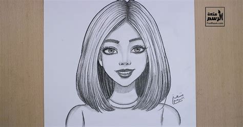رسم سهل تعليم كيفية رسم وجه فتاة من الامام الشرح خطوة بخطوة بقلم الرصا
