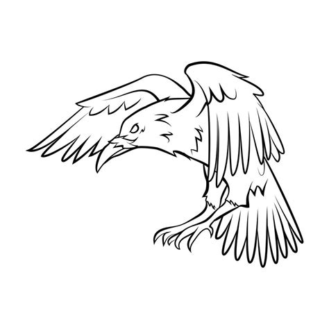 Simple Raven Bird Drawing