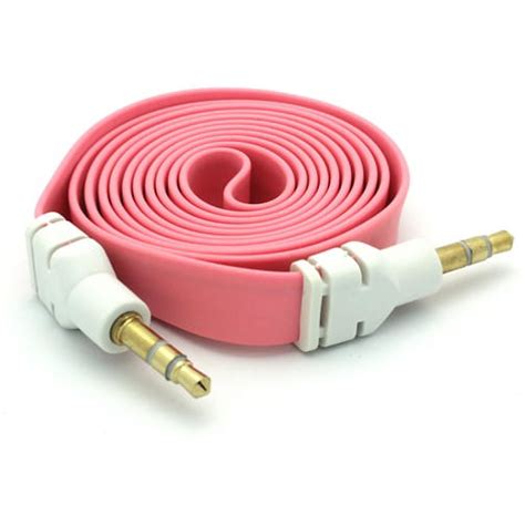 Pink Flat Aux Cable Car Stereo Wire Audio Speaker Cord 35mm Jack