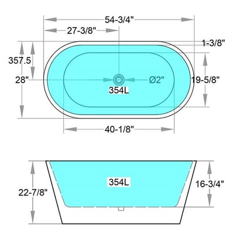 Cb Home 55 X 28 Acrylic Freestanding Soaking Bathtub Mordern Deep Spa