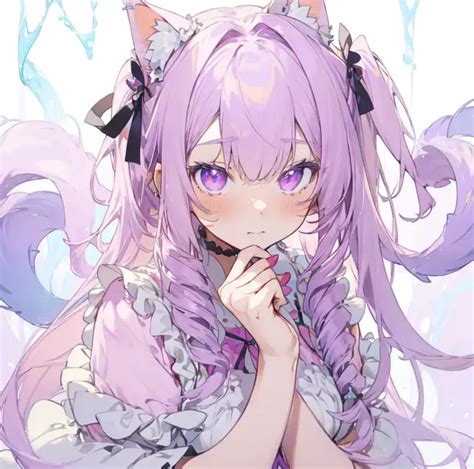 Anime Girl With Purple Hair And Cat Ears Anime Girl With Purple Hair And Cat Ears