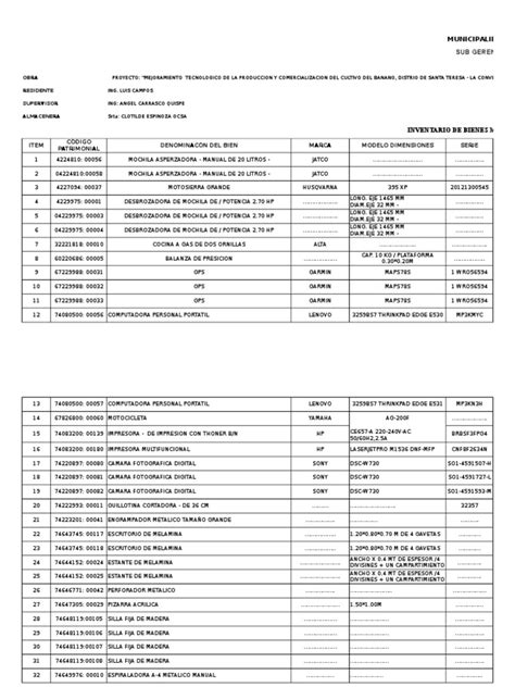 Inventario De Bienes Muebles Pdf