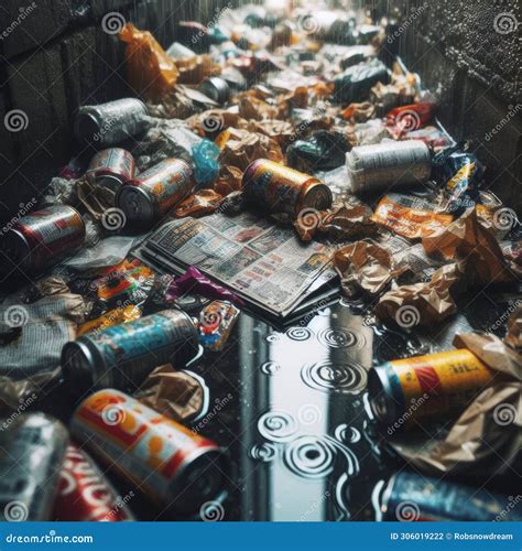 Mass Dumping Of Garbage On Wet City Street Stock Illustration Illustration Of Social
