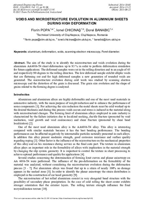 Pdf Voids And Microstructure Evolution In Aluminium Sheets During