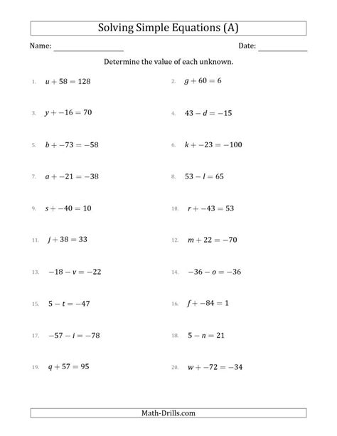Grade 5 Math Equations Worksheets