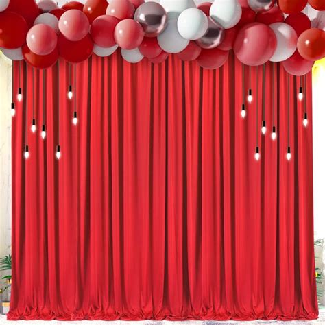 Red Backdrop Curtain For Parties Wedding Wrinkle Free Red
