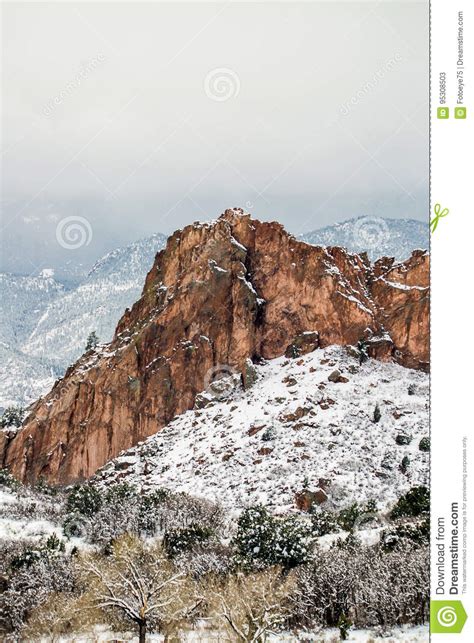 Garden Of The Gods Winter Snow Stock Image Image Of Environment