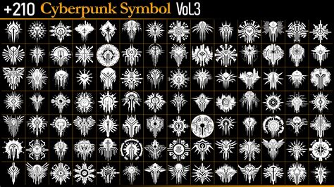 Artstation 210 Alpha Cyberpunk Symbol Vol3 Brushes