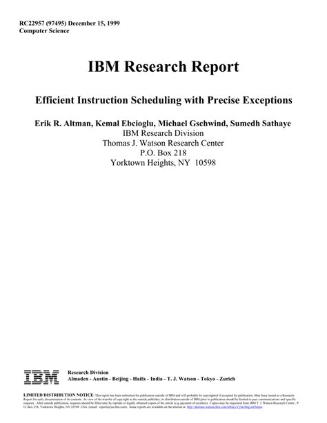 Pdf Efficient Instruction Scheduling With Precise Exceptions