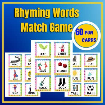Rhyming Words Match Game Rhyming Activity Memory Game Tpt