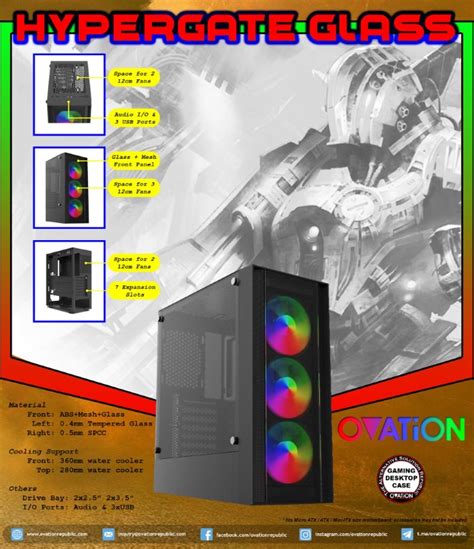 Ovation Hypergate Glass Gaming Desktop Case Ovation