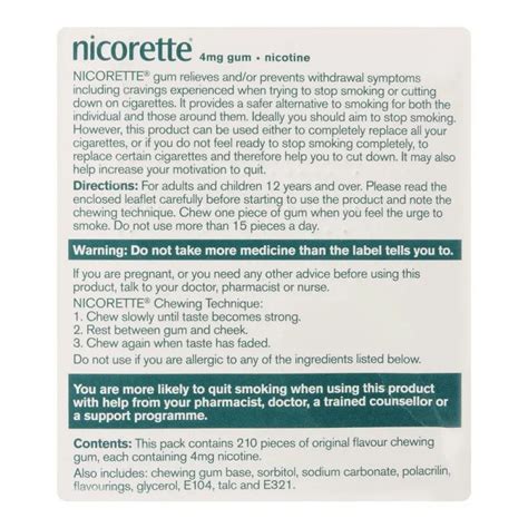 Buy Nicorette Original Flavour Gum 4g 1 Strip 15 Tablets