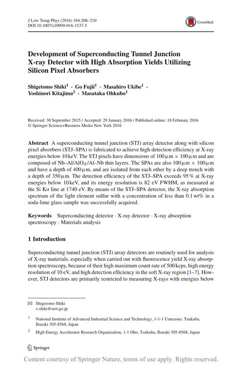 Development Of Superconducting Tunnel Junction X Ray Detector With High Absorption Yields