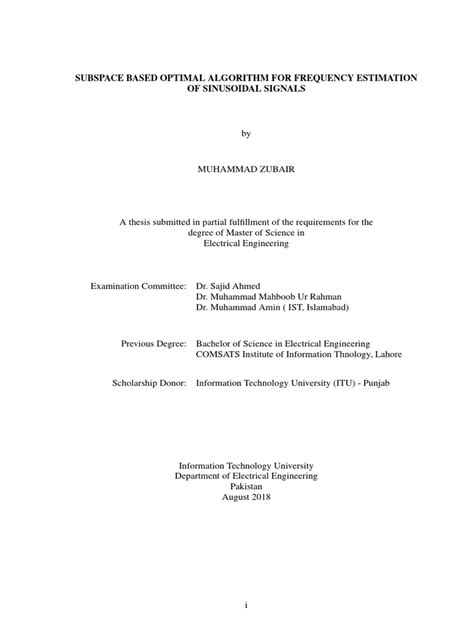 Zubair Thesis Subspace Methods Pdf Fast Fourier Transform Signal To Noise Ratio