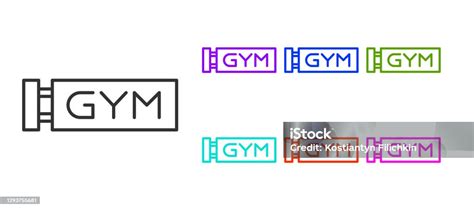 흰색 배경에 격리 된 검은 줄 위치 체육관 아이콘 다채로운 아이콘을 설정합니다 벡터 건강한 생활방식에 대한 스톡 벡터 아트 및 기타 이미지 건강한 생활방식 다중 색상
