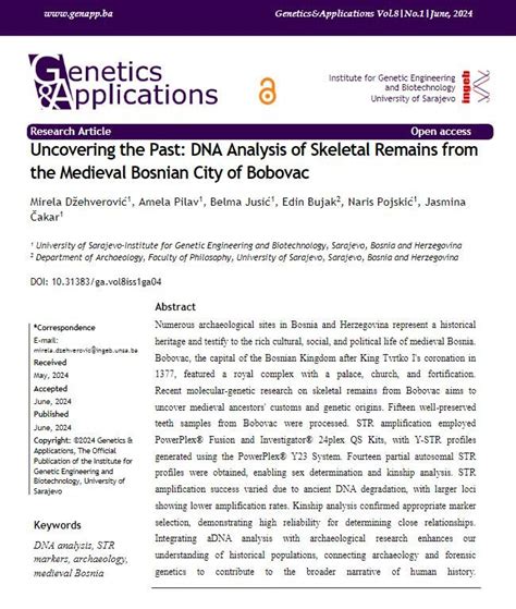 Archaeology Genetics Medievalhistory Bosnia Bobovac Scientificresearch Forensicgenetics