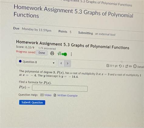 Solved 53 Graphs Of Polynomial Functions Homework