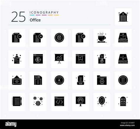 Office 25 Solid Glyph icon pack including notice. approved. office. approve. secretary Stock ...