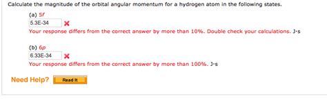 Solved Calculate The Magnitude Of The Orbital Angular
