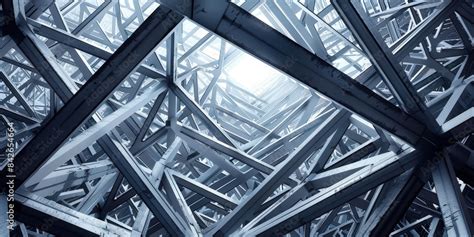 Abstract View Of Industrial Steel Framework Captured From Below