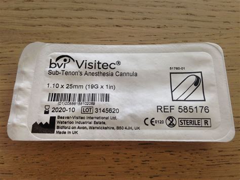 New Bvi 585176 Sub Tenons Anesthesia Cannula 1 10 X 25mm X Disposables General For Sale