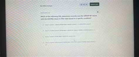 solved sql mcq contest00 40 56question 530which of the