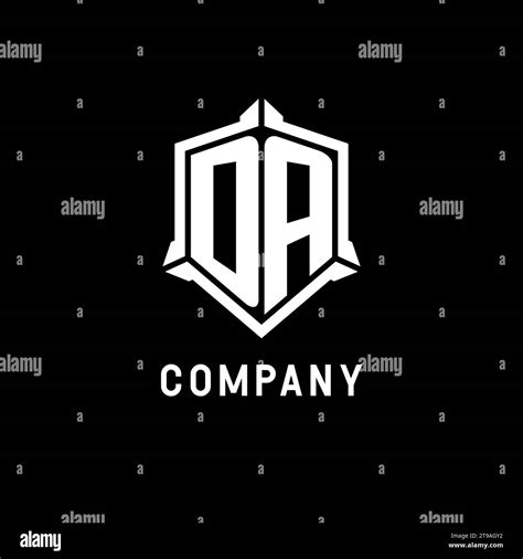 Da Logo Initial With Shield Shape Design Style Vector Graphic Stock