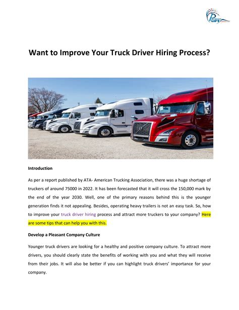 Ppt Want To Improve Your Truck Driver Hiring Process Powerpoint