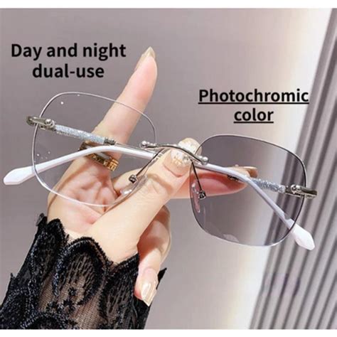 Photochromic Sunglasses Without Framesdiamond Cut Border Blue Light