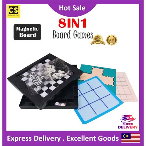 🇲🇾 🔥 8 In 1 Game Games Mini Board Chess Backgamon Solitaier Tic Tac Toe Etc Shopee Malaysia