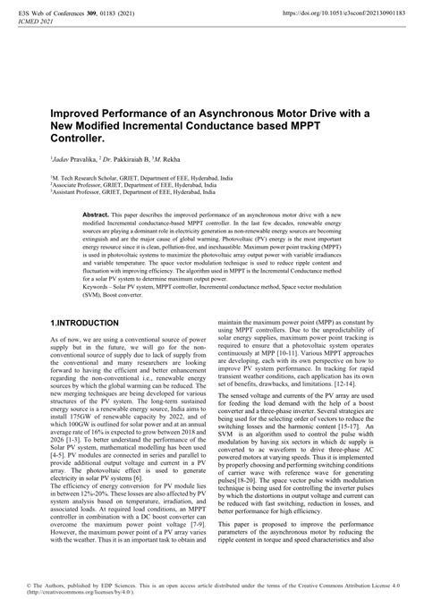 Pdf Improved Performance Of An Asynchronous Motor Drive With A New Modified Incremental