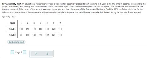 Solved Toy Assembly Test An Educational Researcher Devised A