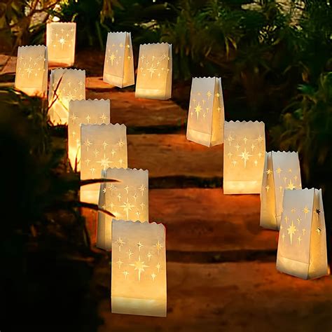 10pcs Led Candle Bag White Paper Lantern Romantic Heart Shaped Tea